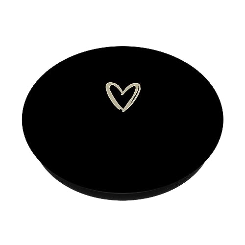 Beige Black Minimalist Heart PopSockets Standard PopGrip