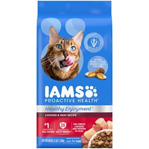 iams healthy enjoyment dry cat food chicken & beef recipe, 3 lb. bag