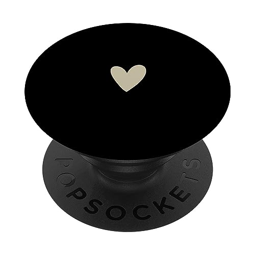 Beige Black Minimalist Heart PopSockets Standard PopGrip