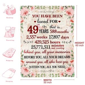 49th Birthday Gifts for Women Happy 49th Birthday Gifts for Her 49 Year Old Birthday Gifts for Women 49th Birthday Decorations for Women Bestie Wife Sister Mom Friends 49th Birthday Blanket 60"x 50"