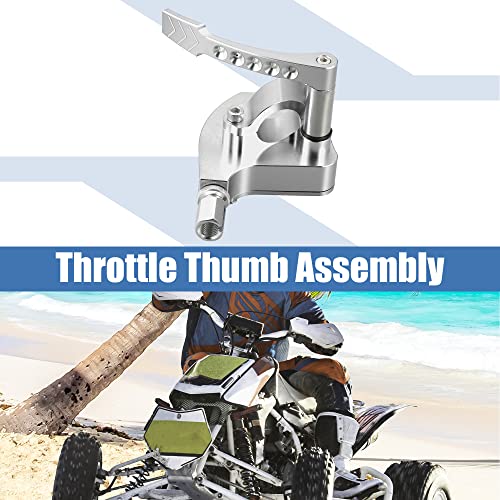 X AUTOHAUX 7/8 Inches Universal Thumb Throttle Assembly for Yamaha Banshee 350 Blaster 200 YFZ450 Warrior 350 Metal Silver Tone