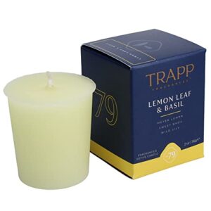 Trapp 2oz Votive Scented Candle Herbal Aromatherapy Variety, Set of 4 - No.76 Watermint Eucalyptus, No. 78 Ginger Sage, No. 79 Lemon Leaf & Basil, and No. 07 Patchouli Sandalwood