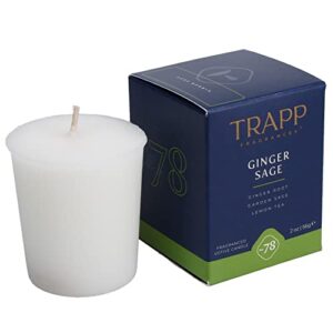 Trapp 2oz Votive Scented Candle Herbal Aromatherapy Variety, Set of 4 - No.76 Watermint Eucalyptus, No. 78 Ginger Sage, No. 79 Lemon Leaf & Basil, and No. 07 Patchouli Sandalwood