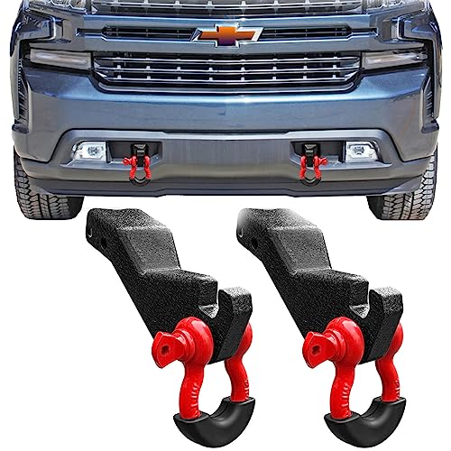 Ronghui Silverado Front Tow Hook Bracket Shackle Mount Kit Compatible with 2019-2020-2021-2022 Chevy Silverado 1500 | OEM Converts D-Ring Kit