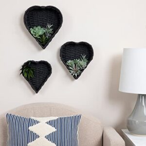 Household Essentials, Black, Nesting Paper Rope Heart Baskets, Set of 3