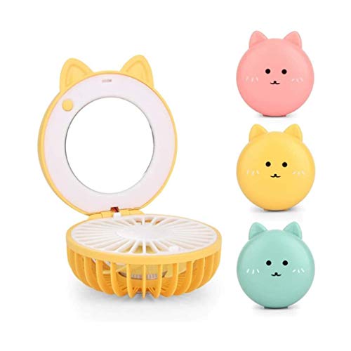 HOUKAI USB Charging Fan Electric silent Makeup Mirror USB Charging Fan Mini Fan Folding Fan for Home (Color : E)