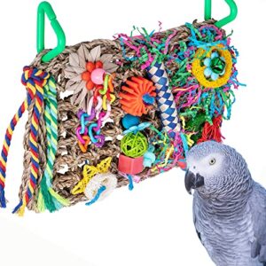 bird toys, parrot toys, seaweed woven overhanging cushions, natural bird foraging chew toys, suitable for african grey parrots, amazon parrots, lovebirds and other small and medium-sized birds