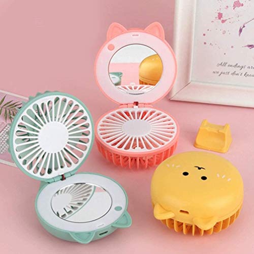 HOUKAI USB Charging Fan Electric silent Makeup Mirror USB Charging Fan Mini Fan Folding Fan for Home (Color : D)