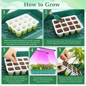 5pcs Reusable Seed Starter Kit, Silicone Seedling Starter Trays for Starting Plant Seeds with Flexible pop-Out Cells, Indoor Gardening Plant Germination Trays