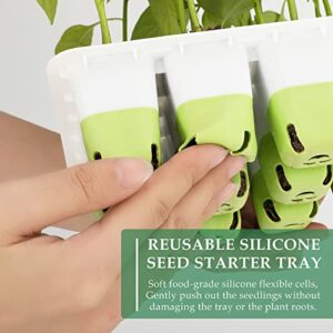 5pcs Reusable Seed Starter Kit, Silicone Seedling Starter Trays for Starting Plant Seeds with Flexible pop-Out Cells, Indoor Gardening Plant Germination Trays