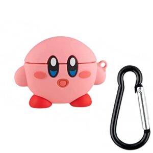 3D Kirby Case Compatible for Airpods Pro/Pro 2nd Generation Cute Cartoon Anime Air pod Pro Case Unique Kirby Shape Kids Teens Girls Women Soft Silicone Case for Airpod Pro with Keychain