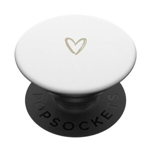 beige white minimalist heart popsockets standard popgrip