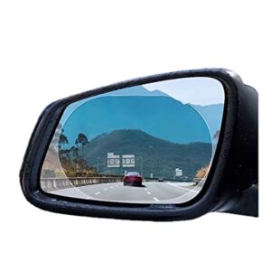 2 pcs rearview mirror anti fog rainproof film door rearview waterproof wing anti glare film side mirror nano coating hd waterproof pet for safe driving - (95 * 135mm-oval)