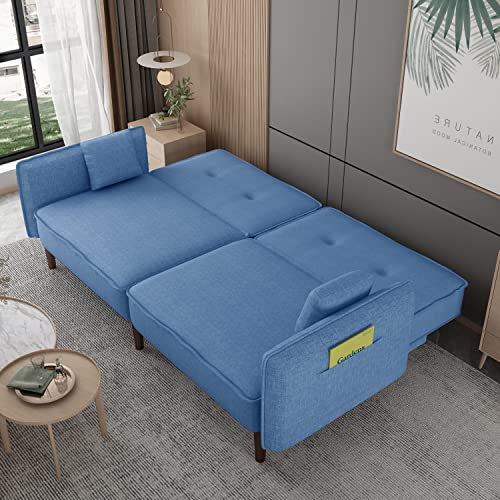 N NOORDENIYA Convertible Sleeper Sofa Bed Modern Loveseat Futon Sofa Couch Bed with Adjustable Backrest Loveseat Daybed Love Seat Lounge Sofa Sleeper Pillows Pockets Furniture for Living Room