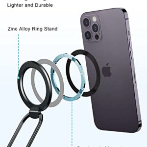 【2023 Upgraded】 Mag Safe Phone Ring Holder, SUPERONE Adjustable Magnetic Kickstand & Removable Phone Grip Compatible with Wireless Charging Only for iPhone 15 & 14 & 13 & 12 Series - Black