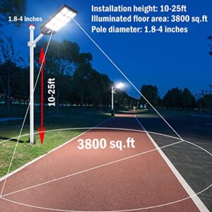 1000W Solar Street Lights Outdoor, Motion Sensor Led Solar Outdoor Lights with Remote Control & Arm Pole, 7000K 100000LM IP66 Waterproof Dusk to Dawn Solar LED Lights Lamp for Garden Yard