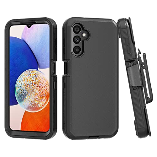 TASHHAR Phone Case for Samsung Galaxy A14 5G case,Heavy Duty Hard Shockproof Armor Protector Case Cover with Belt Clip Holster for Samsung A14 5G 2023 Phone Case (Black)