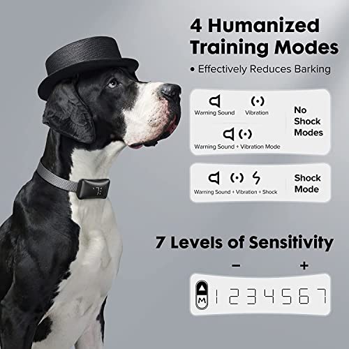 Dog Bark Collar, NQQHNN Bark Collar for Large Medium Small Dogs, Dog Barking Collar with 7 Adjustable Sensitivity and Intensity Beep Vibration and Optional Shock Function