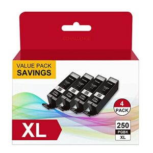 compatible ink cartridge replacement for canon pgi-250xl pgi 250 xl to compatible with pixma mx922 ix6820 ip8720 mx920 mg5520 mg7520 mg5620 mg6320 mg6420 printer (4 pgbk, high yield)