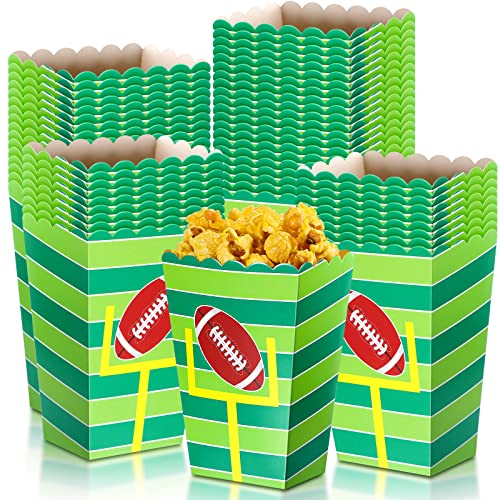 Zubebe 36 Pcs Football Popcorn Boxes Football Party Favor Football Party Supplies Paper Snack Cups Sports Theme Disposable Popcorn Bowl for Birthday Sports Event, 5.1 x 3.6 x 2.5''