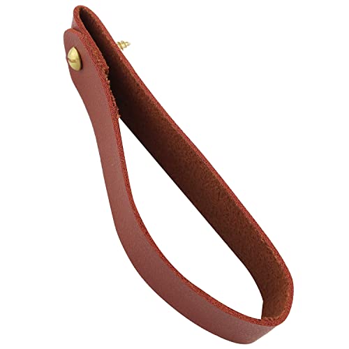 ZZLZX PU Leather Wall Hook Hanging Straps 4PCS Brown Pu Leather Curtain Rod Holder Towel Holders for Wall, Faux Leather Strap Hanger Wall Mounted Pu Leather Hooks for Towel Bathroom Kitchen