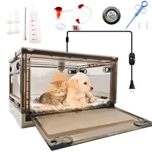 gifank incubator for puppies with heating large pet brooder nursery kitten incubator for puppies with pet bed mat,pet medicine feeder,temperature detection and nebulization kit,8pcs