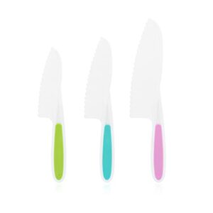 sihuuu kids plastic knife set, toddler nylon kitchen baking knife,3 pcs safe cooking knife for cooking and cutting fruits, bread, lettuce, veggies cake