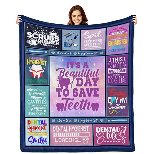 Dental Hygienist Gifts, Gifts for Dental Hygienist Blanket, Unique Dental Hygienist Gifts for Women, Dental Hygienist Birthday Gift for Women, Dental Hygienist Appreciation Gifts Throw Blanket 60"X50"