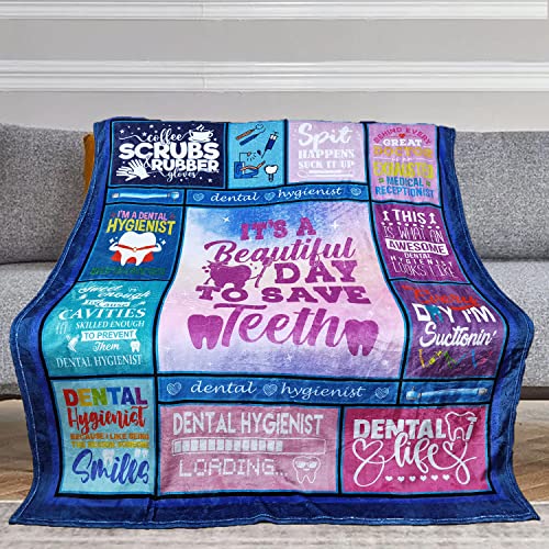 Dental Hygienist Gifts, Gifts for Dental Hygienist Blanket, Unique Dental Hygienist Gifts for Women, Dental Hygienist Birthday Gift for Women, Dental Hygienist Appreciation Gifts Throw Blanket 60"X50"