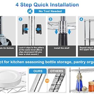 6-Tier Metal Wire Shelving Unit w/Wheels Height Adjustable Storage Rack NSF Certified Storage Shelves 2150/500 Lbs Capacity Standing Utility Shelf for Laundry Kitchen Pantry Garage Organization