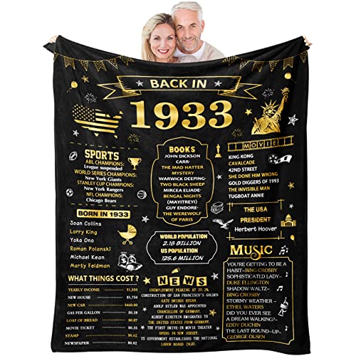 Neuturs 90th Birthday Gifts for Women Men, 90th Birthday Blanket, 90th Birthday Gift Ideas, 90th Birthday Decorations for Women Men, Best Birthday Gifts for 90 Year Old Women Throw Blanket 60"X50"