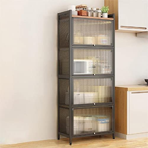 Gdrasuya10 Large Kitchen Pantry Storage Cabinet Buffet, 4 Tier Metal Pantry Cabinet with Folding Doors 56'' Kitchen Hutch Cabinet Suitable for Dining Room Living Room