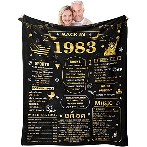 Neuturs 40th Birthday Gifts Women Men, 40 Year Old Birthday Gifts for Women, 40th Birthday Gift Ideas, 1983 40 Birthday Gifts for Women, Happy 40th Birthday Decorations Women Throw Blanket 60"x50"