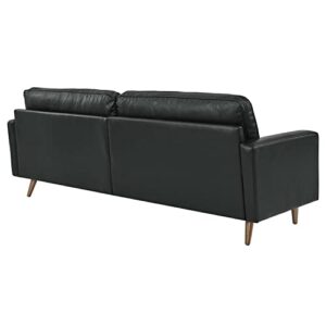 Modway Valour 88" Modern Style Leather and Dense Foam Sofa in Black Finish