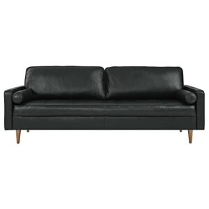 Modway Valour 88" Modern Style Leather and Dense Foam Sofa in Black Finish