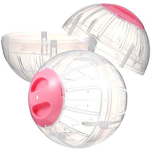 2PCS Hamster Toys Exercise Ball Transparent Hamster Ball Hamster Wheel for Dwarf Hamsters Small Pets Running to Increase Activity 5.7 Inch