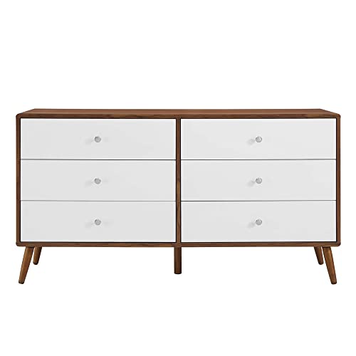 Modway Transmit 60" Particleboard Wood Dresser in Walnut/White