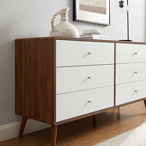 Modway Transmit 60" Particleboard Wood Dresser in Walnut/White