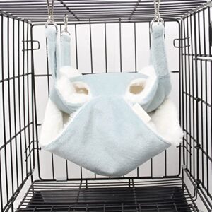 PERZOE Small Animal Hammock Hamster Hammock Plush Hanging Warm Bed Hamster Hideout Cage Accessories for Guinea Pig,Squirrels, Ferrets, Chinchillas Blue L