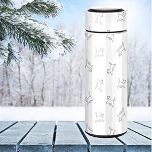 CaTaKu White Cute Cats Water Bottle Insulated 16 oz Stainless Steel Flask Thermos Bottle for Coffee Water Drink Reusable Wide Mouth Vacuum Travel Mug Cup