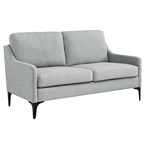 Modway Corland Upholstered Fabric and Metal Loveseat in Light Gray