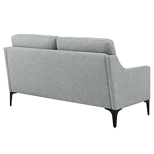 Modway Corland Upholstered Fabric and Metal Loveseat in Light Gray