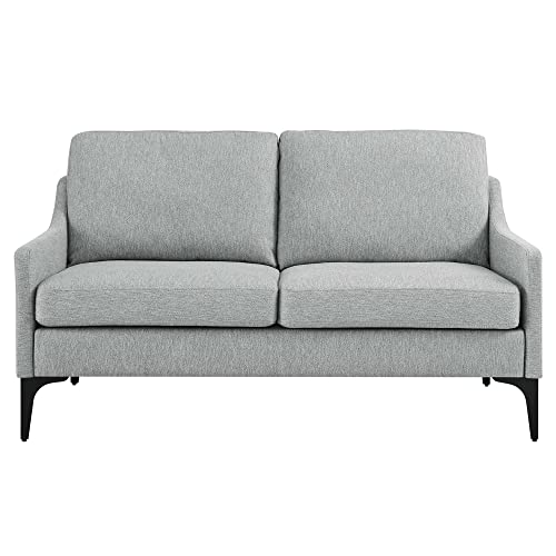 Modway Corland Upholstered Fabric and Metal Loveseat in Light Gray