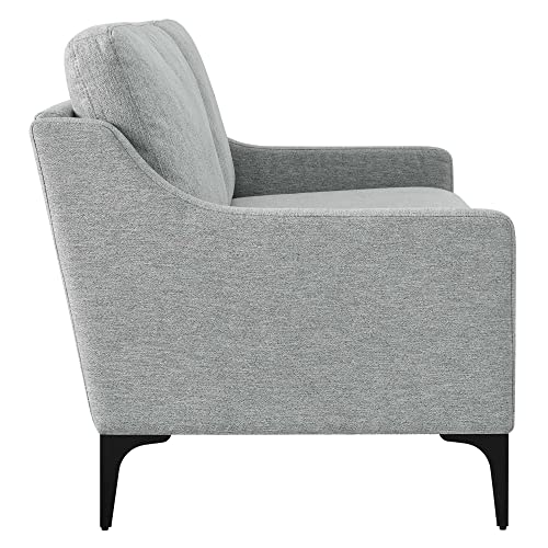 Modway Corland Upholstered Fabric and Metal Loveseat in Light Gray