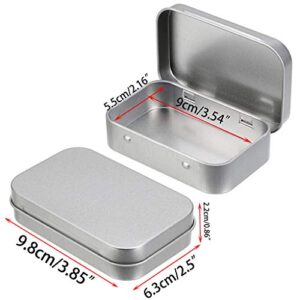 BTSKY Metal Hinged Tins Box Containers Small Metal Tins with Lids Metal Box Tin Cans Mini Bead Organizer for Craft Storage Jewelry Candy Small Pill Box Compact Size 3.85x2.5x0.86 Inches, 8PCS Silver