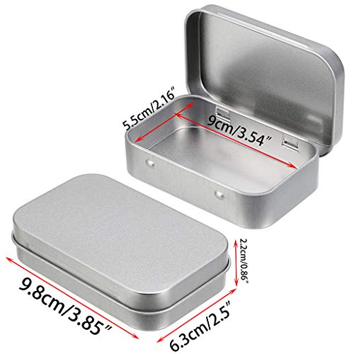 BTSKY Metal Hinged Tins Box Containers Small Metal Tins with Lids Metal Box Tin Cans Mini Bead Organizer for Craft Storage Jewelry Candy Small Pill Box Compact Size 3.85x2.5x0.86 Inches, 8PCS Silver