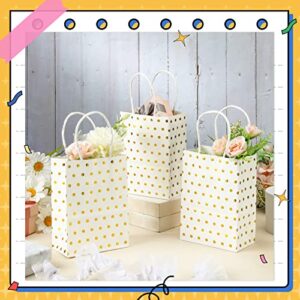 24 Pcs Gold Dot Gifts Bags Small Gift Bags Small Size Mini Gift Bag with Handles Paper Gift Wrap Bags for Nurse Teacher Party Favors Wedding Party Supplies (White, 5.9 x 4.3 x 2.4 Inch)