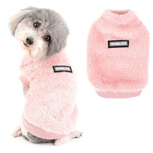 ranphy small dog fall winter fleece sweater vest for boys girls cute pullover coat jacket soft warm sweatshirt pet kitten clothes cold weather indoor outdoor apparel,pink,l