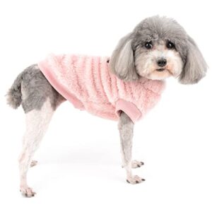 Ranphy Small Dog Fall Winter Fleece Sweater Vest for Boys Girls Cute Pullover Coat Jacket Soft Warm Sweatshirt Pet Kitten Clothes Cold Weather Indoor Outdoor Apparel,Pink,L