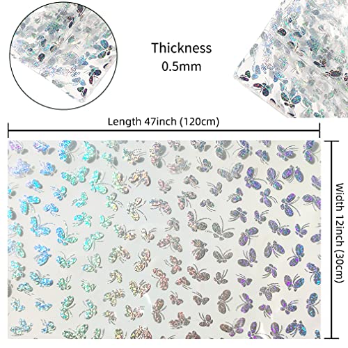 HYANG Butterfly Solid Transparent PVC Super Clear Holographic Vinyl Faux Leather Sheets 1 Roll 12" x 47" (30cm x 120cm) for DIY Bows Earrings Bags DIY Crafts Making